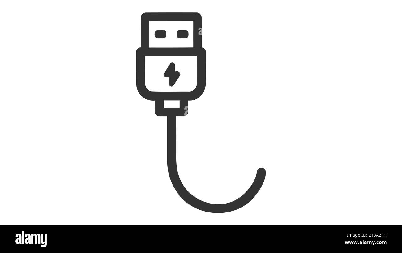 Charging cable line icon. Mobile accessories sign. Charge adapter ...