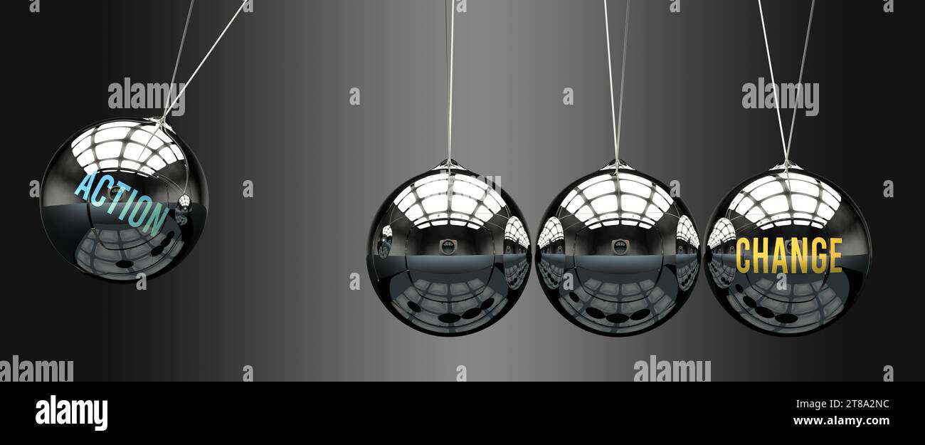 Action leads to Change. Cause and effect relation between them.,3d ...