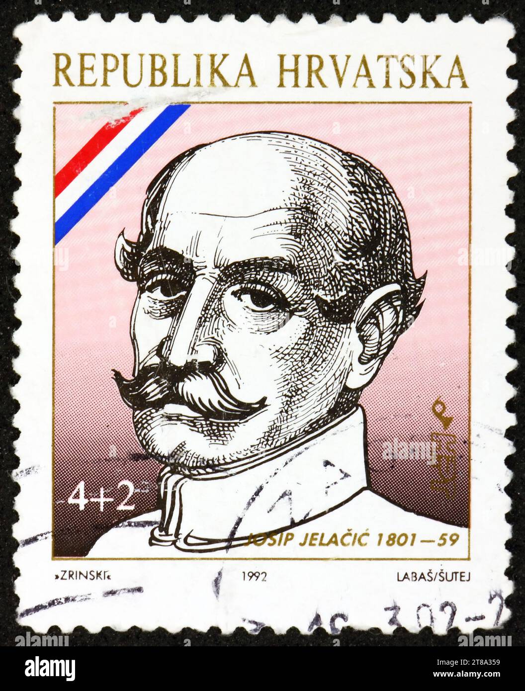 CROATIA - CIRCA 1992: a stamp printed in Croatia shows Ban Josip ...