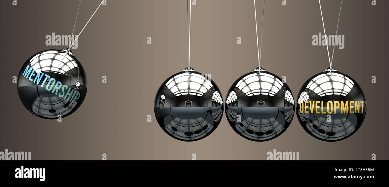 Mentorship leads to Development. Cause and effect relation between them.,3d illustration Stock ...