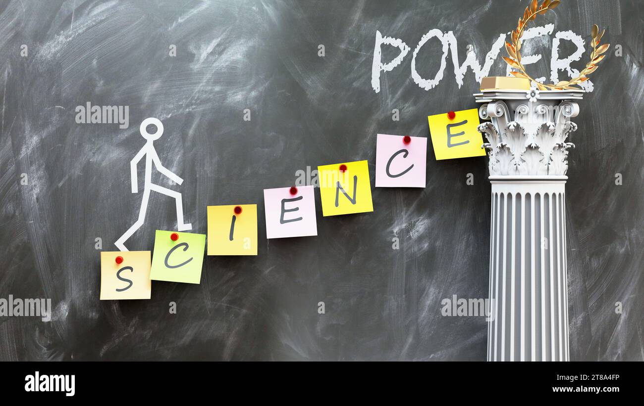 Science leads to Power - a metaphor showing how science makes the way ...