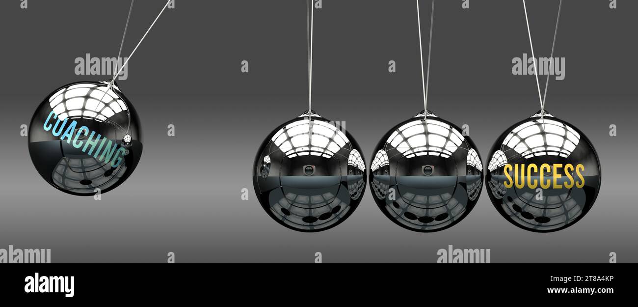 Coaching leads to Success. Cause and effect relation between them.,3d ...