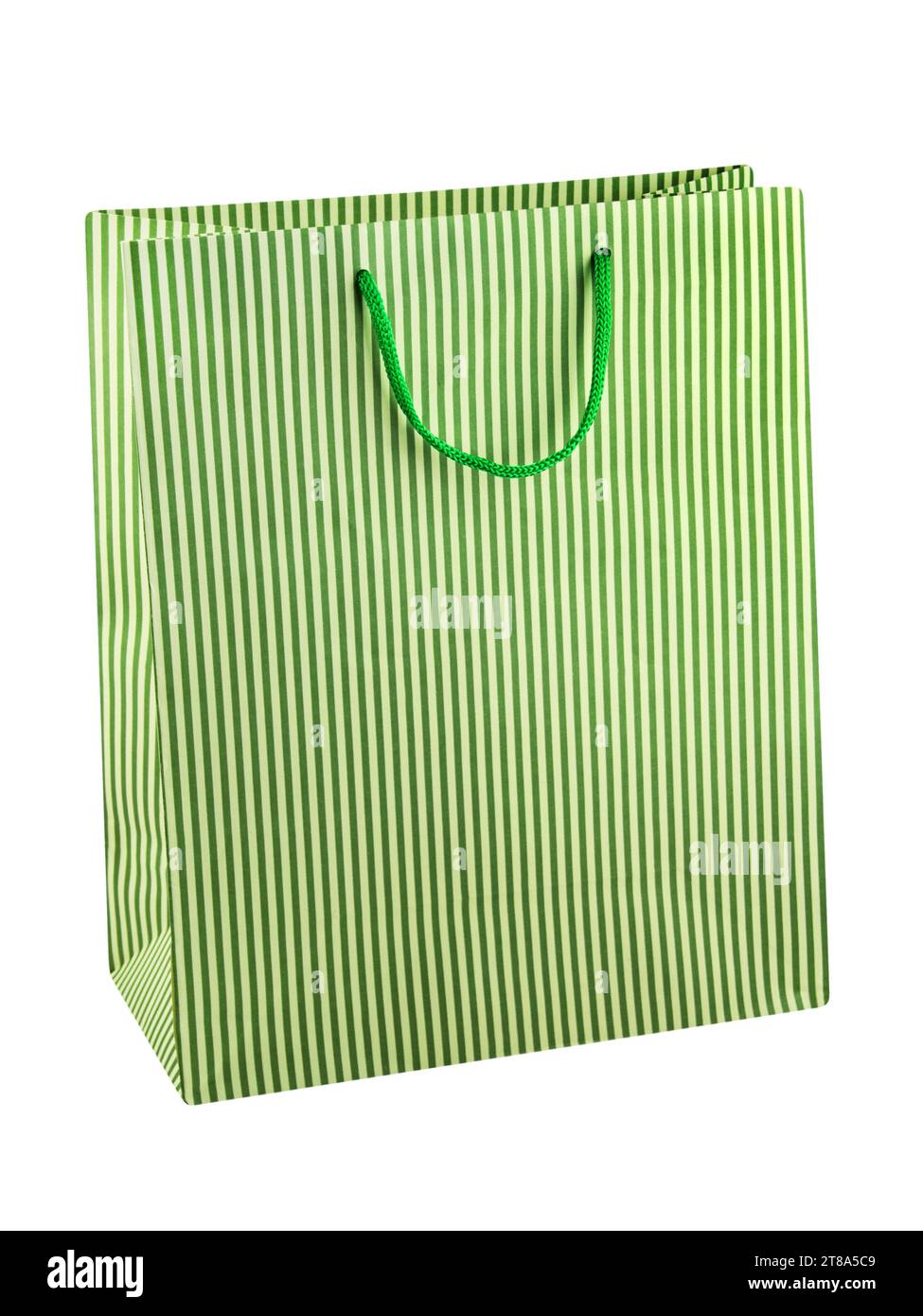 Green paper bag isolated on white background Stock Photo - Alamy