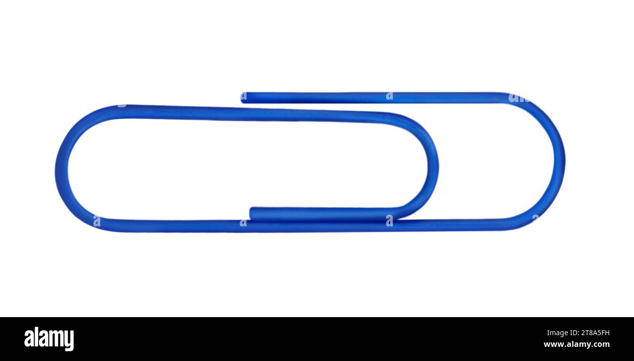 Blue paper clip isolated on white background Stock Photo - Alamy