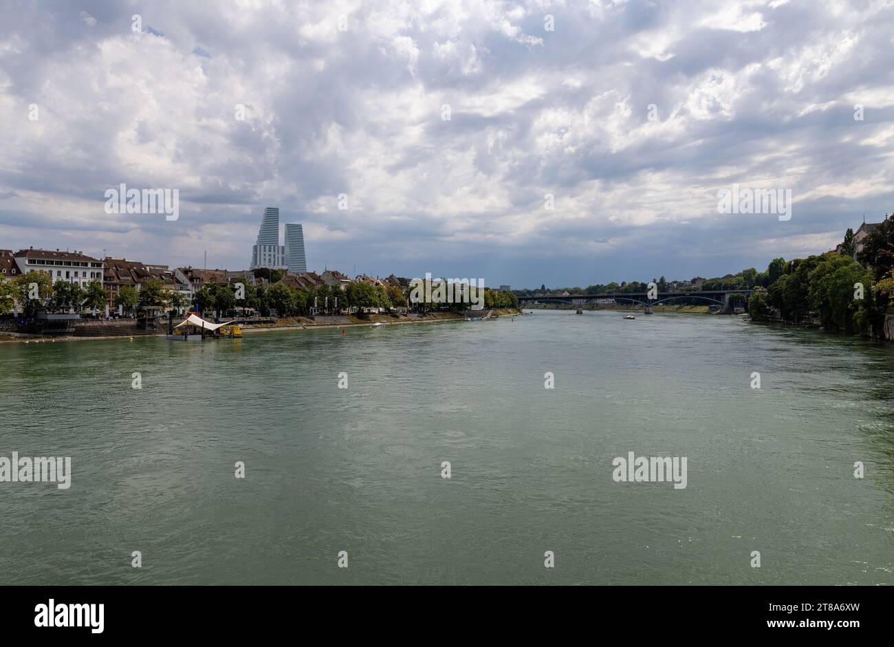 View over the Rhine to the skyline of Basel Stock Photo - Alamy
