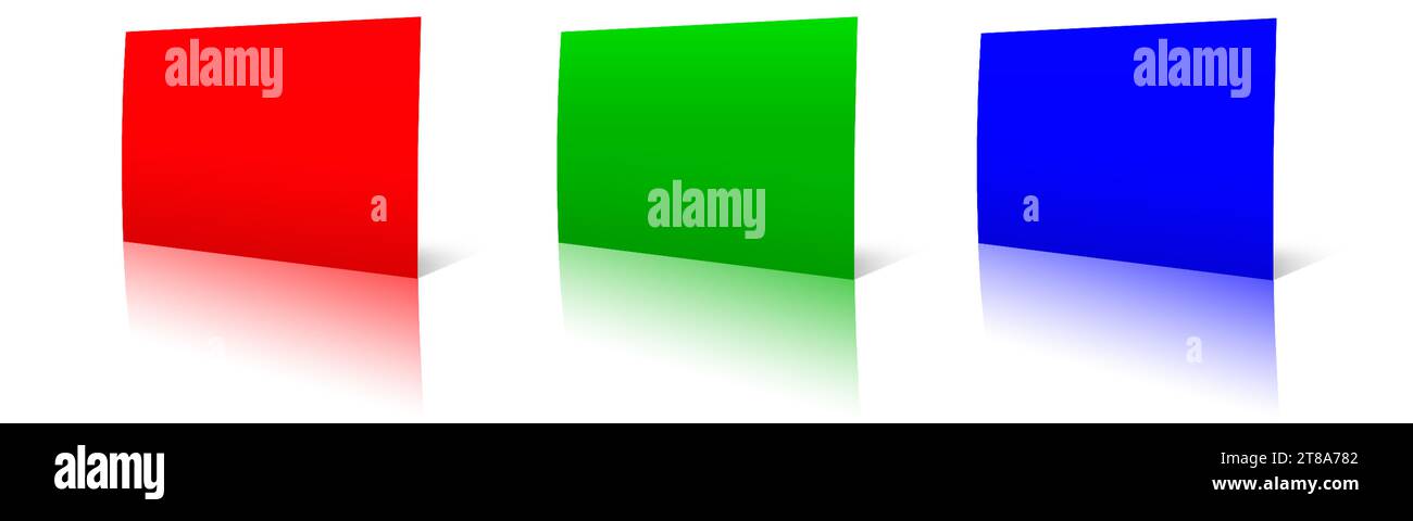 Three Business Cards template red, green and blue (RGB) for ...