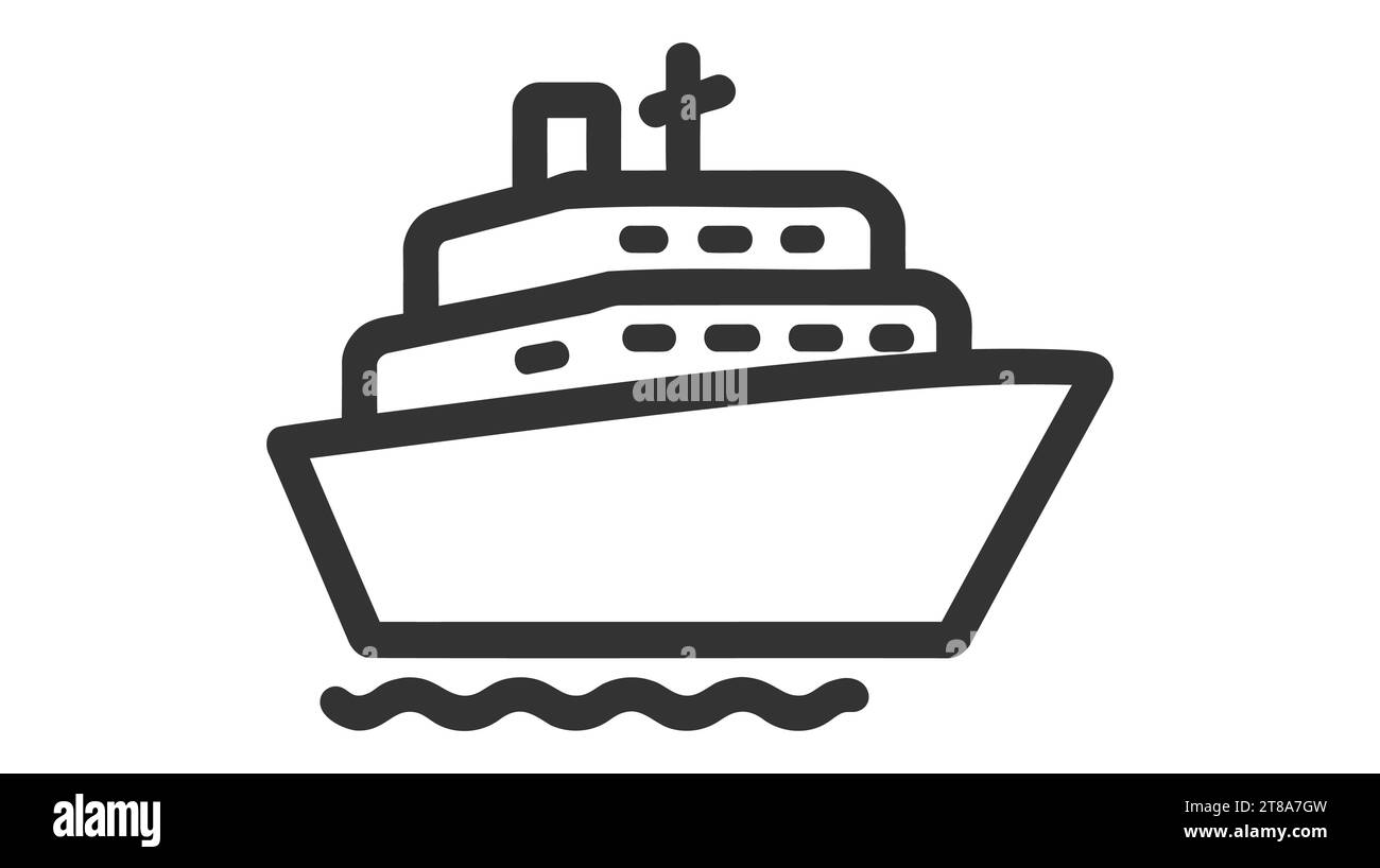 Ship icon flat. Black pictogram on white background. Vector ...