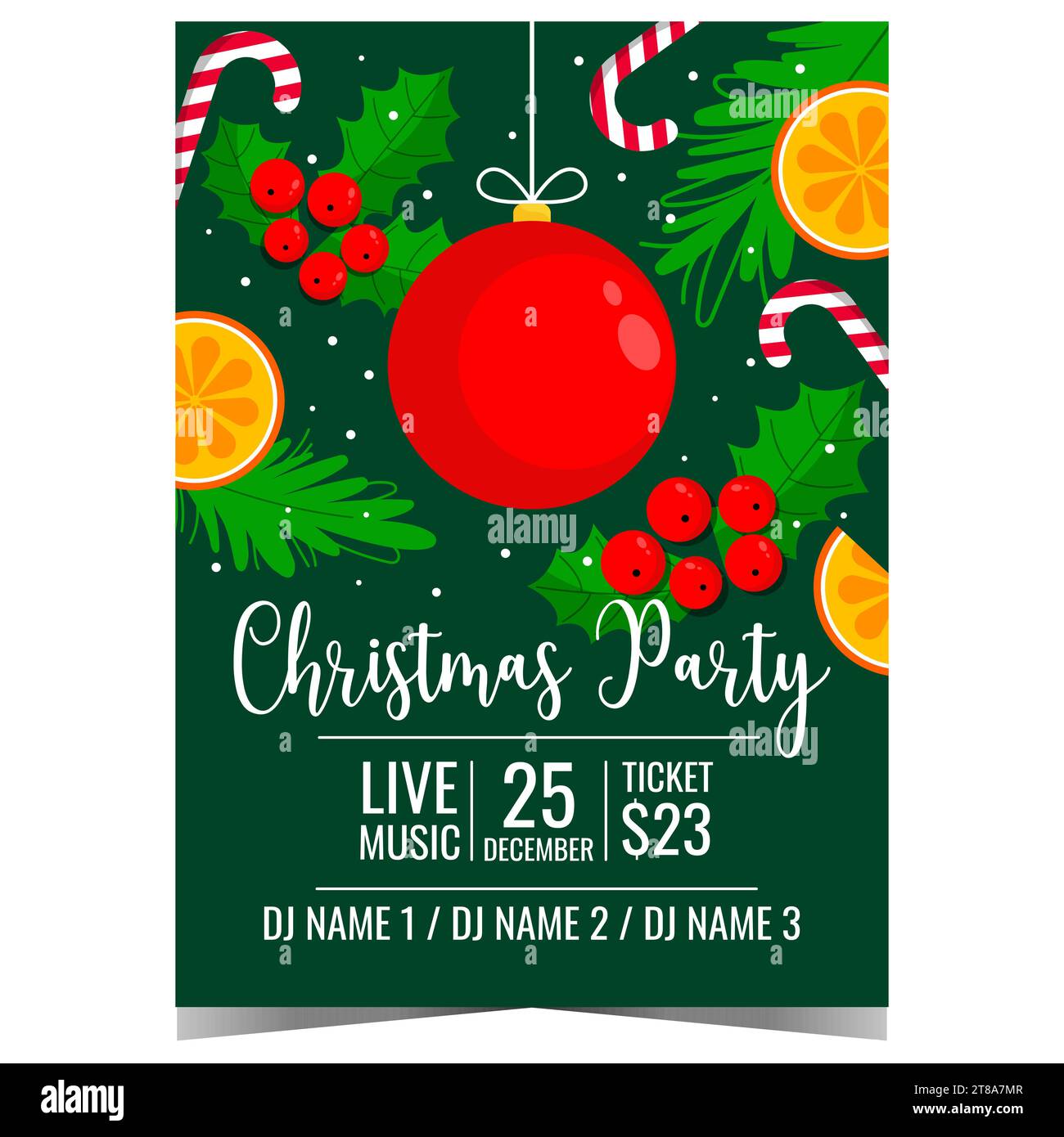 Christmas Party Invitation With Holidays Decorations As Red Christmas