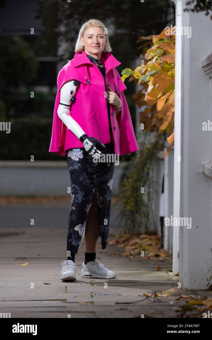 London, UK. 14 Nov 2023. Sarah de Lagarde survivor of horrific injuries ...