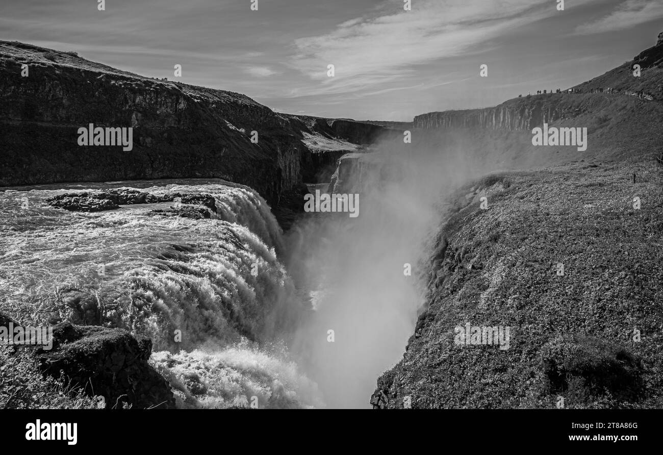Gullfoss (Golden Falls); is a waterfall located in the canyon of the ...