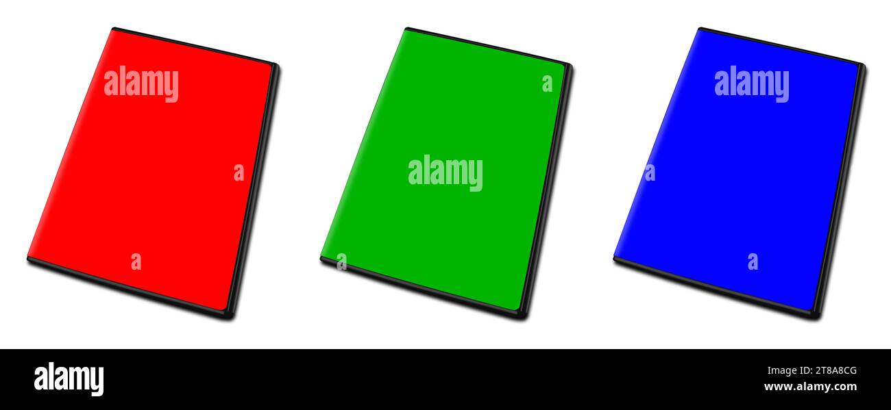 DVD box blank template red, green and blue (RGB) for presentation ...