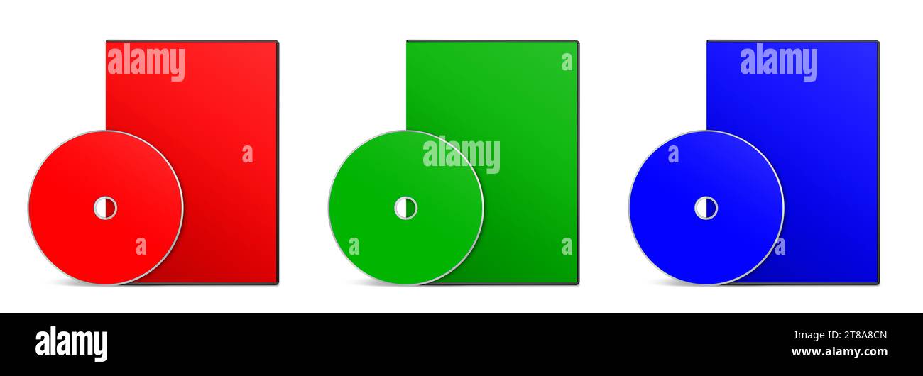 DVD box blank template red, green and blue (RGB) for presentation ...