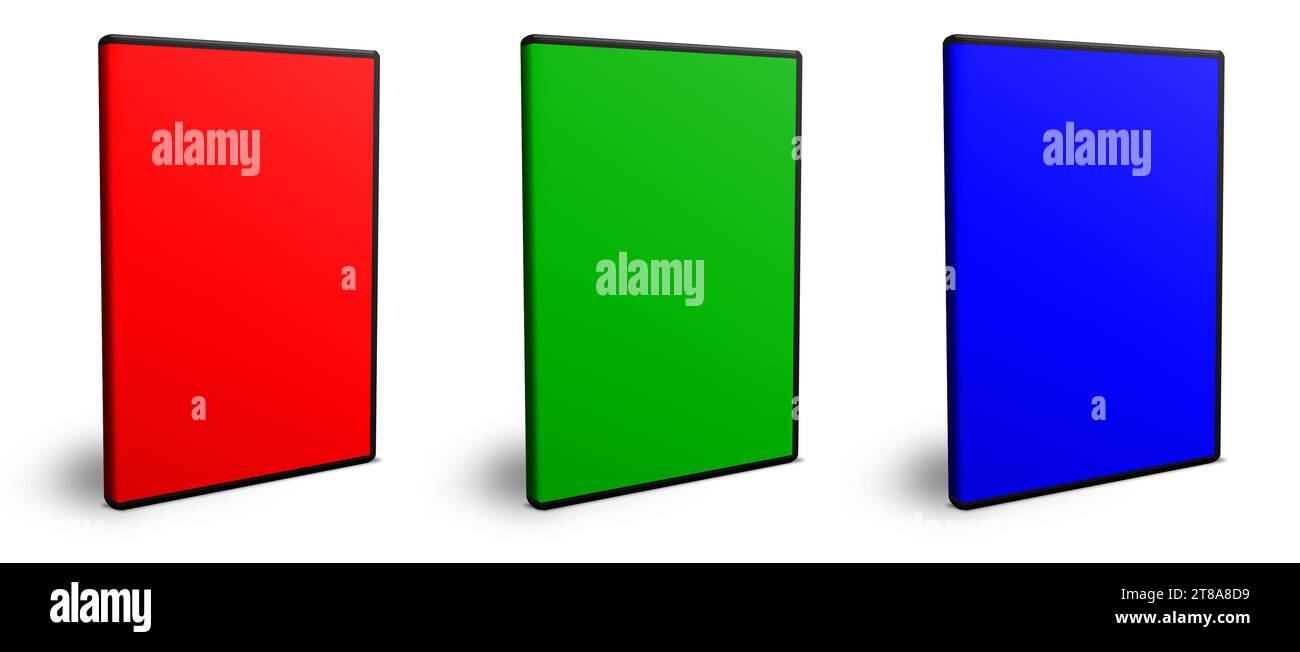 DVD box blank template red, green and blue (RGB) for presentation ...