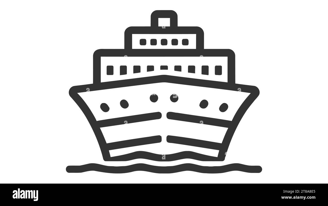 Ship icon flat. Black pictogram on white background. Vector ...