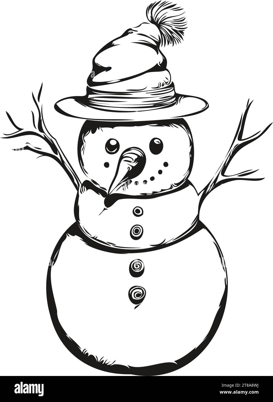 Snowman sketch Stock Vector Images - Alamy