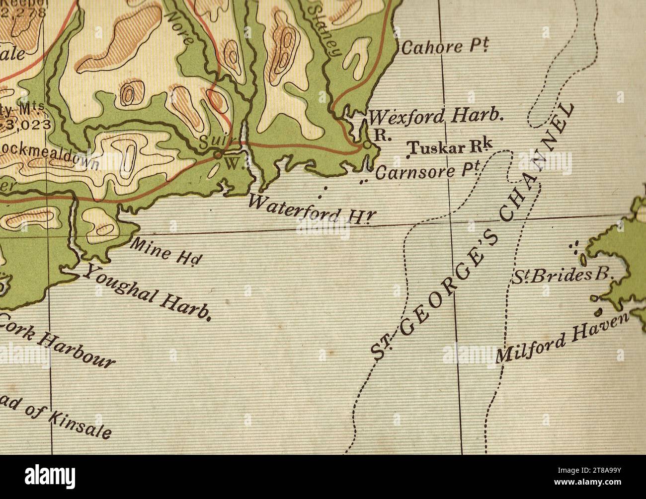 An antique geographical sepia coloured map of Ireland showing the east ...