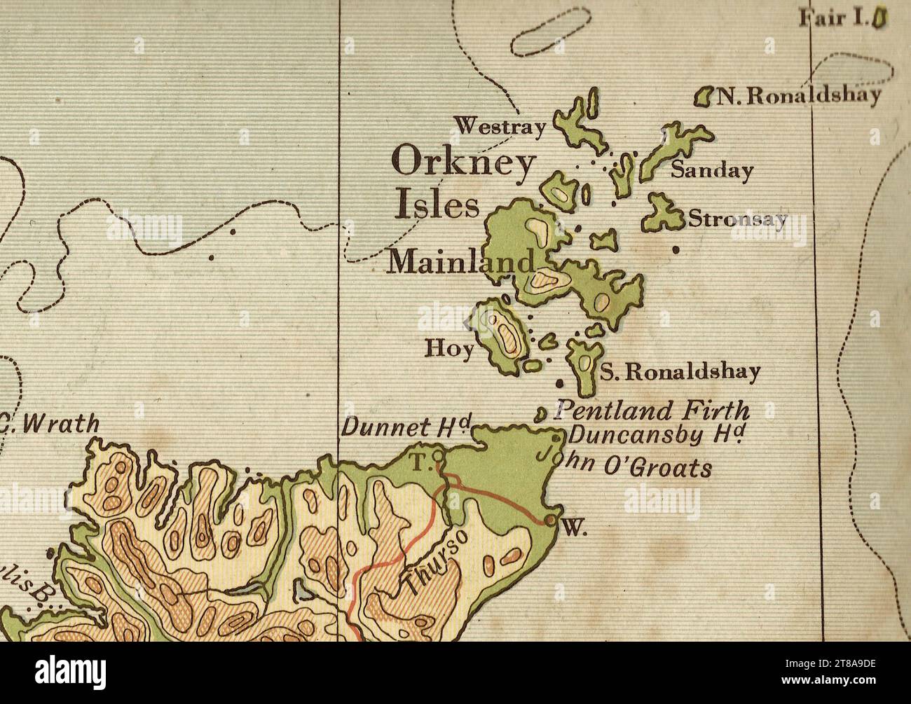 An antique geographical sepia coloured map of Scotland showing the ...