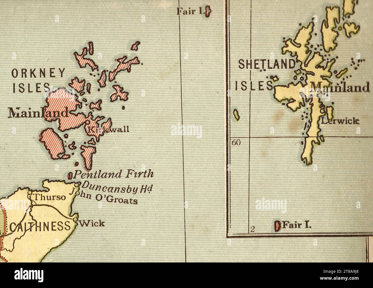An antique political sepia coloured map of Scotland showing the Orkney ...