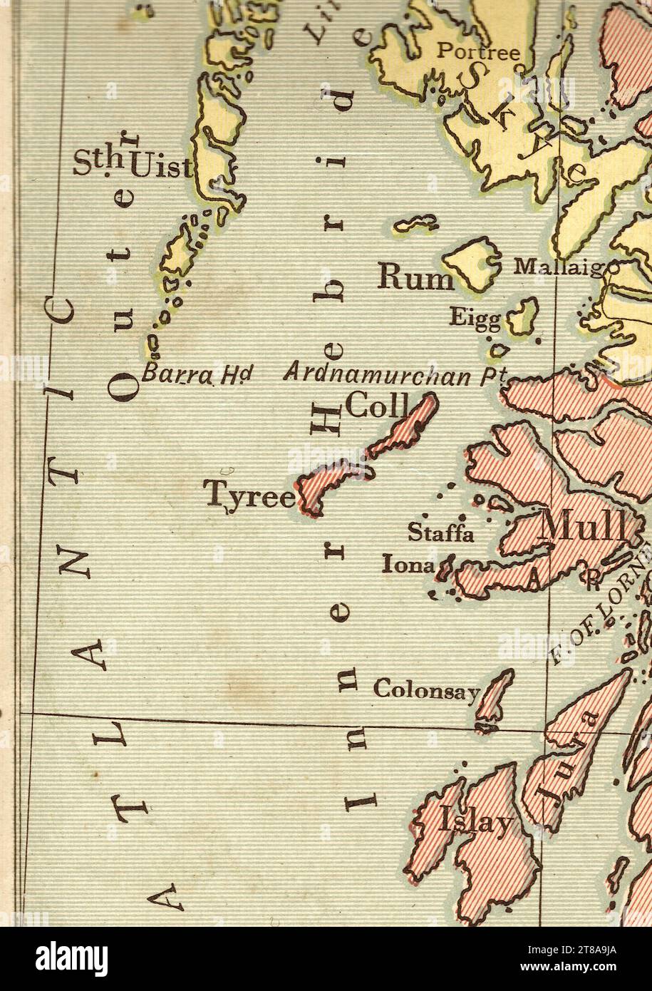 An antique political sepia coloured map of Scotland showing the Inner Hebrides Stock Photo - Alamy