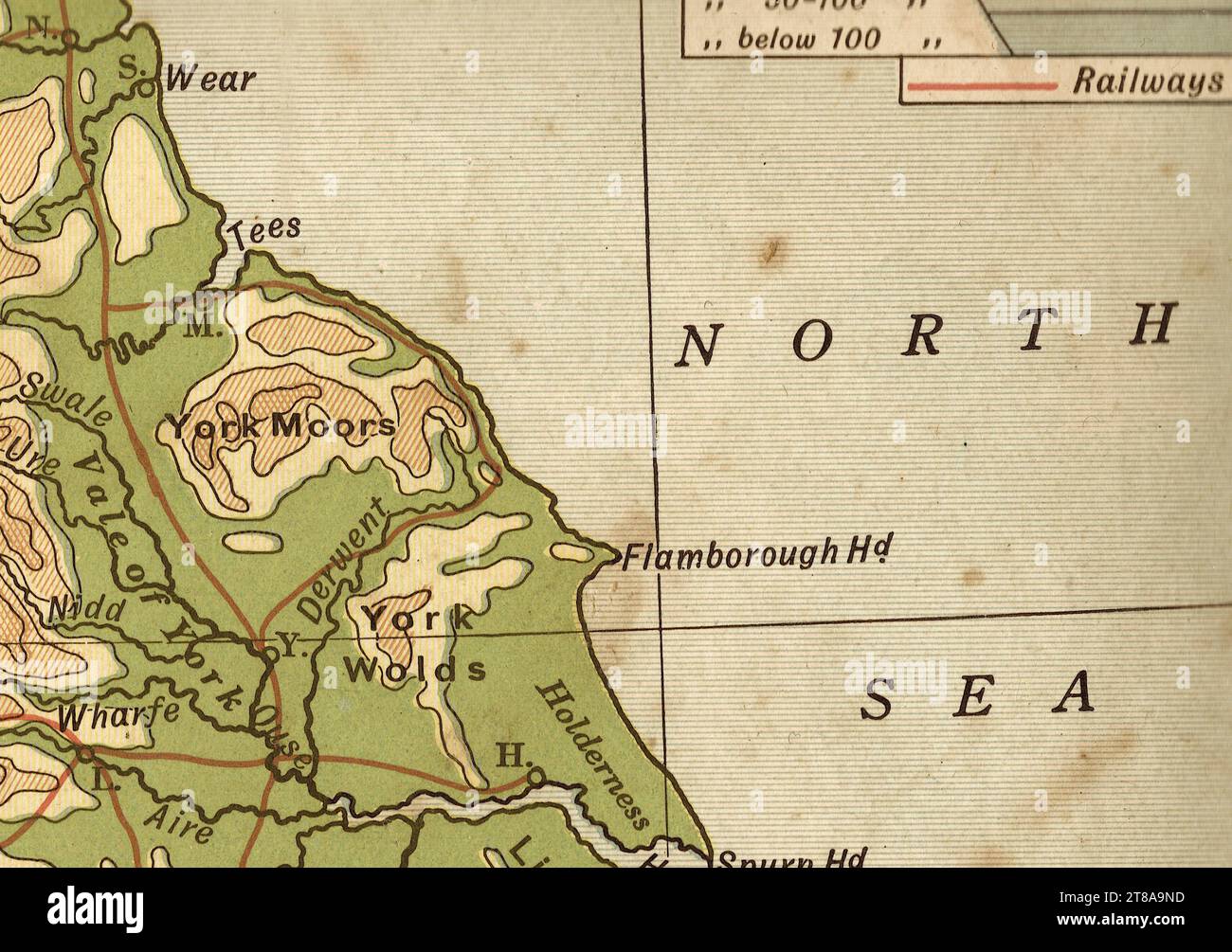 An antique geographical sepia coloured map of England showing the Wash ...