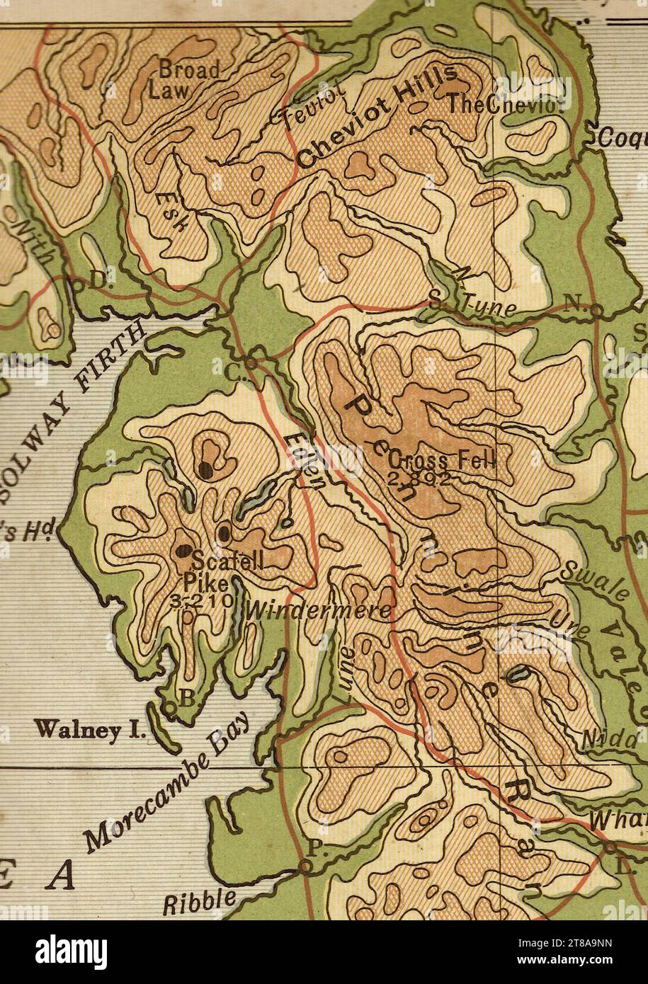 An antique geographical sepia coloured map of England and Wales showing ...