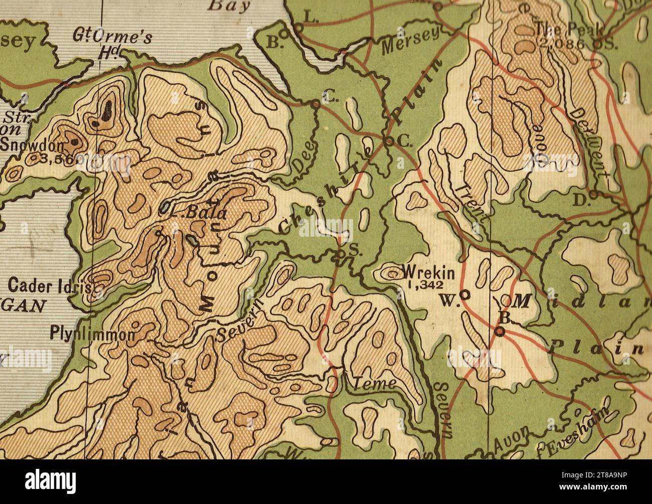 An antique geographical sepia coloured map of England and Wales showing ...