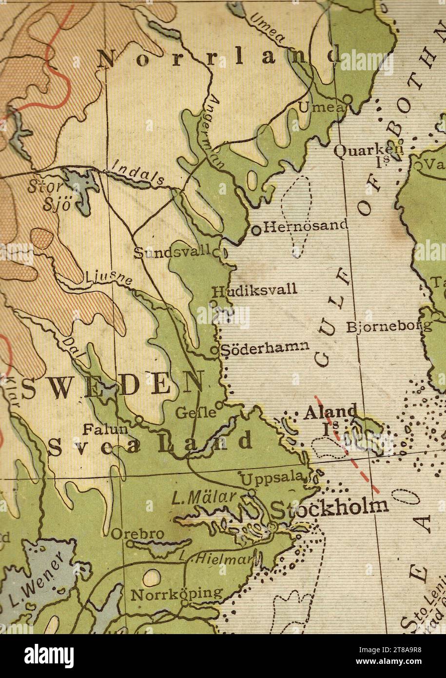 Antique geographical map in sepia of Stockholm, Sweden Stock Photo - Alamy