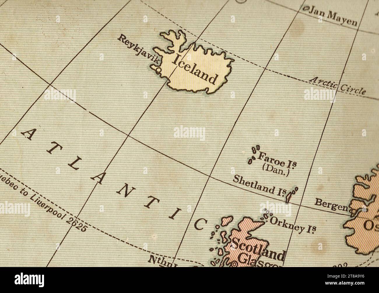 An antique political sepia coloured map showing Iceland and the ...