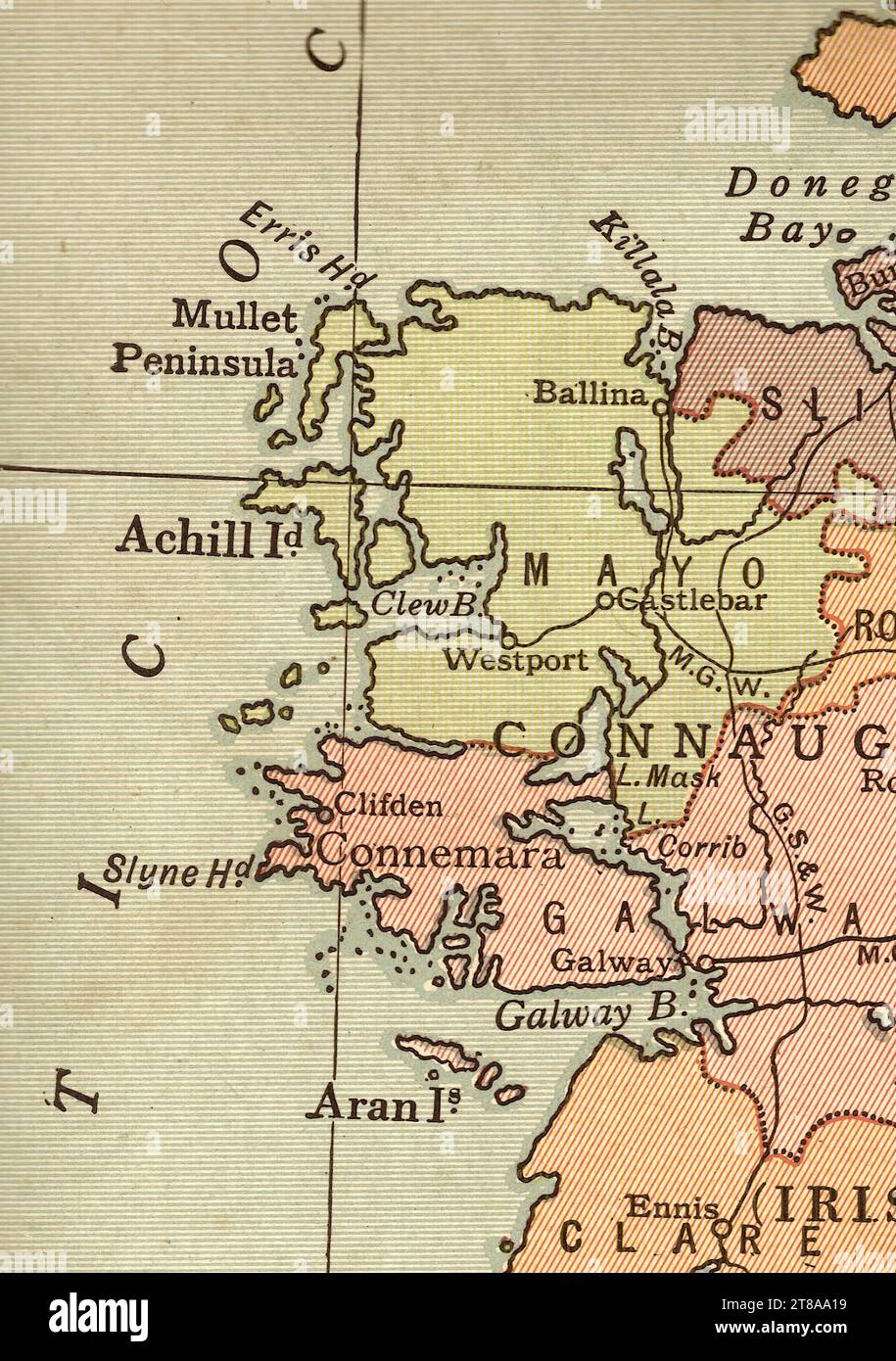 An antique political sepia coloured map showing the west coast of ...