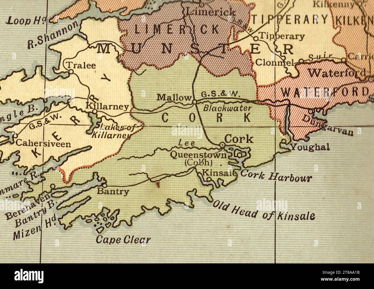 An antique political sepia coloured map showing the south coast of ...