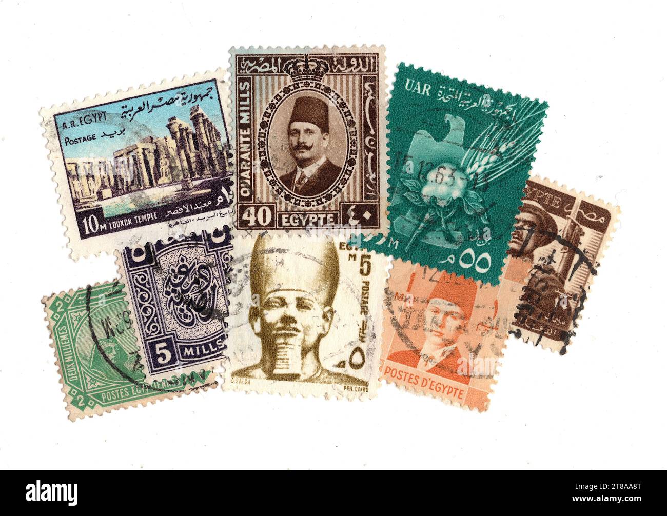 Vintage postage stamps from Egypt isolated on a white background Stock ...