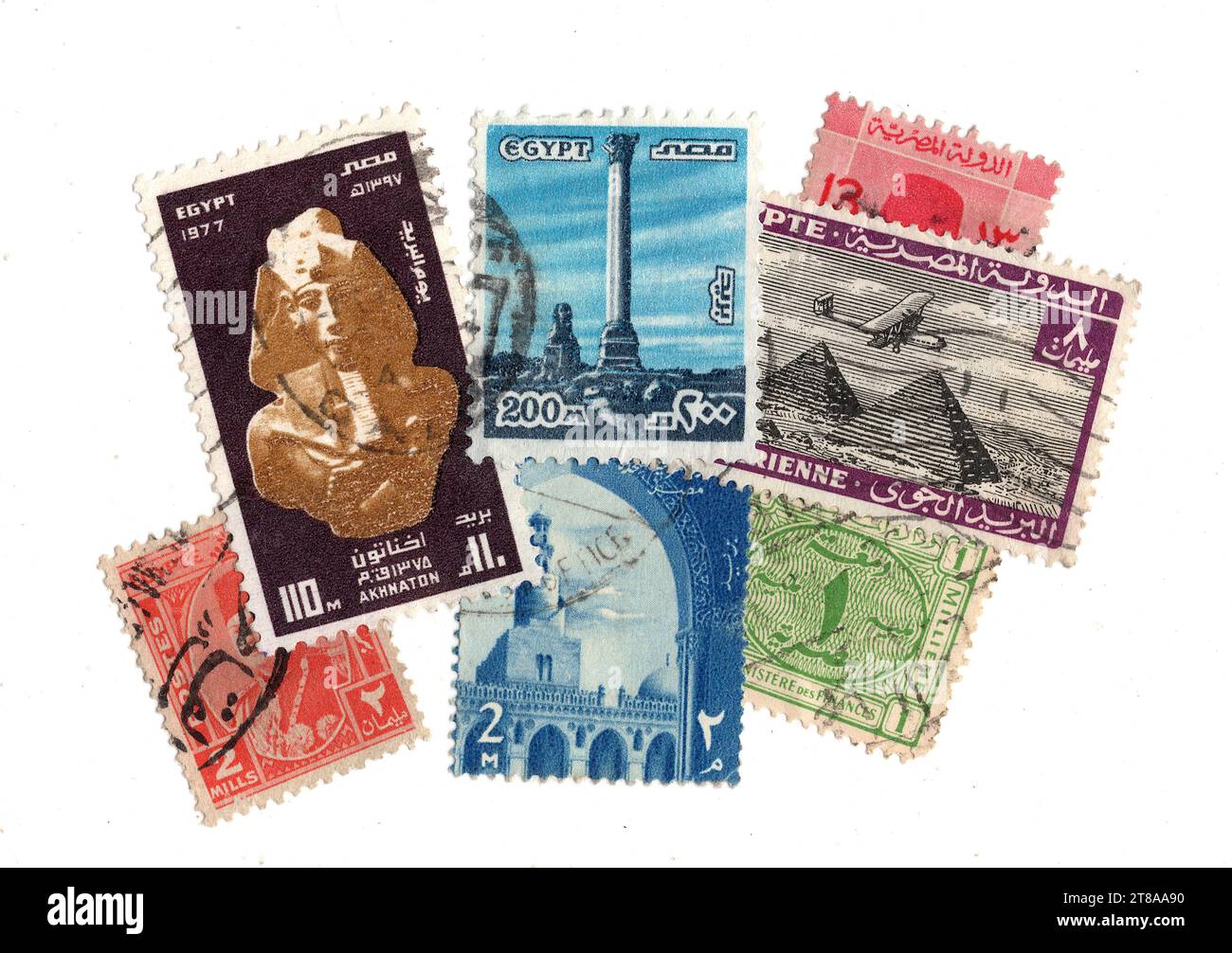 Vintage postage stamps from Egypt isolated on a white background Stock ...