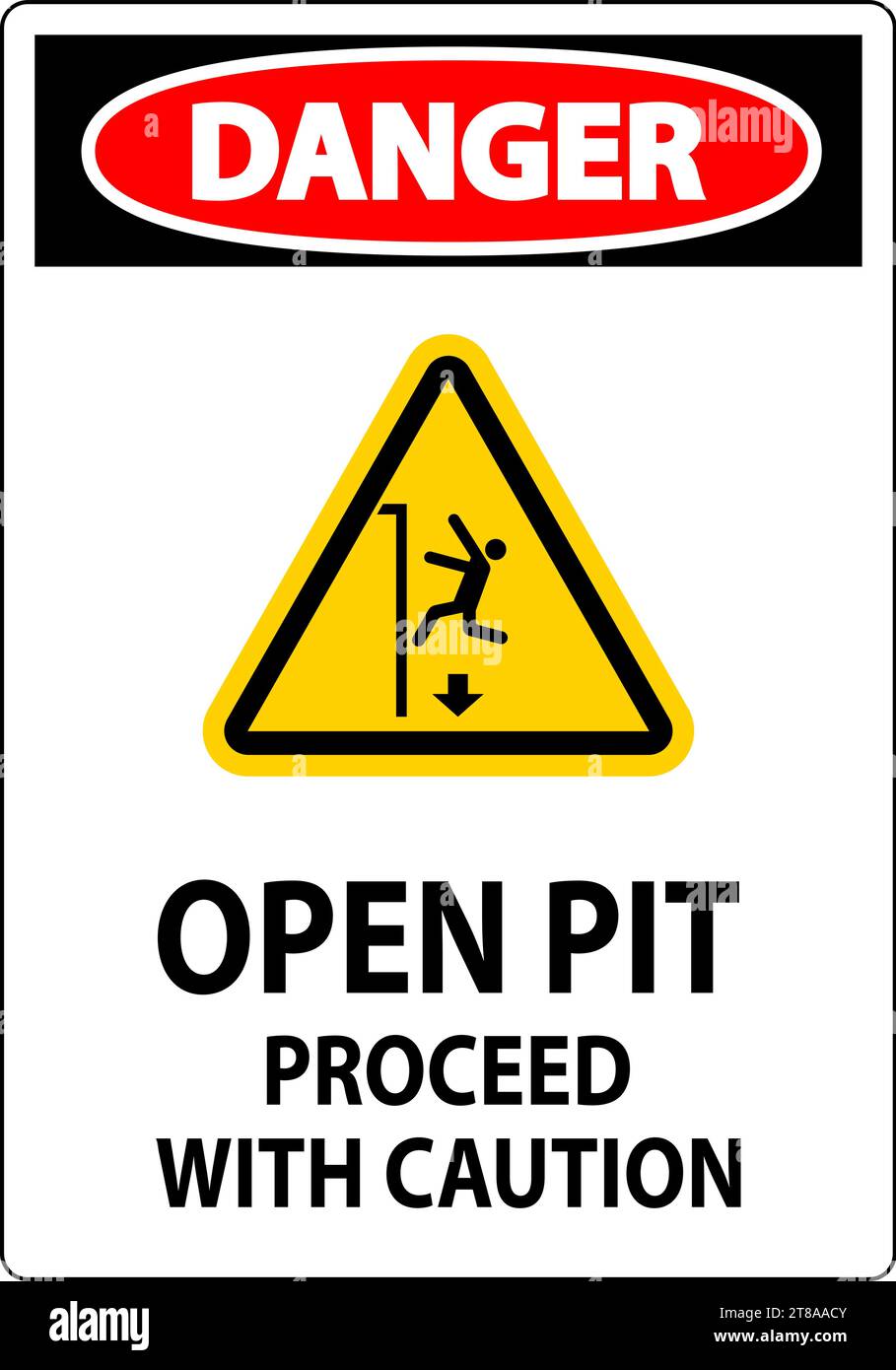 Danger Sign Open Pit Proceed With Caution Stock Vector Image & Art - Alamy