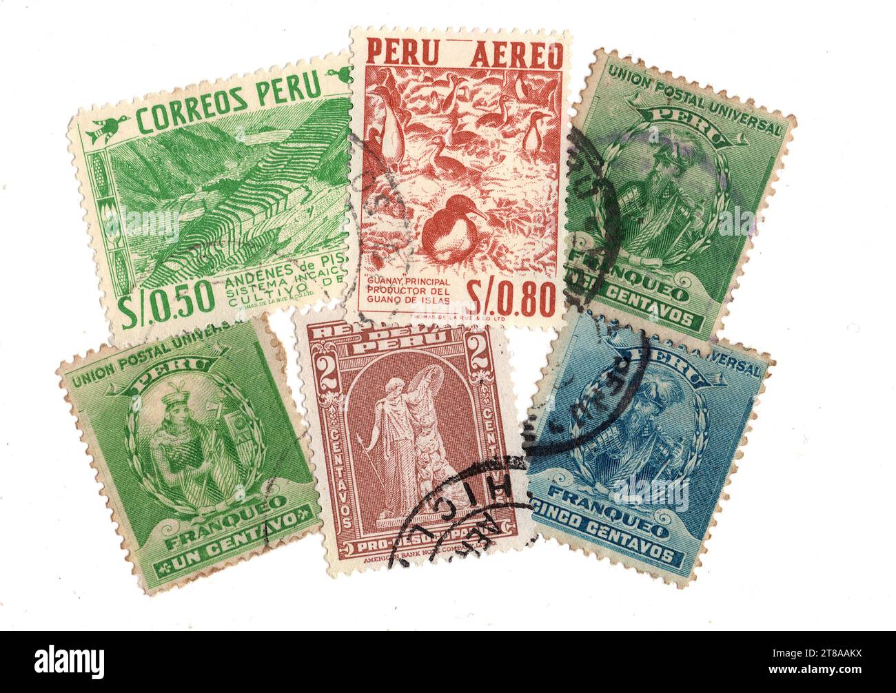 Vintage postage stamps from Peru isolated on a white background Stock ...