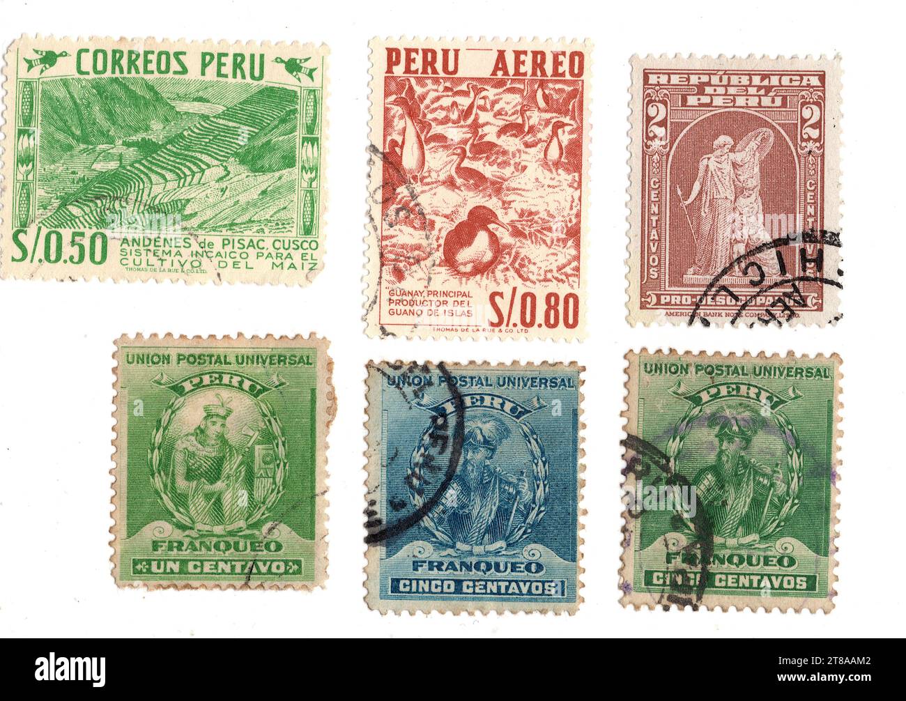 Vintage postage stamps from Peru isolated on a white background Stock ...
