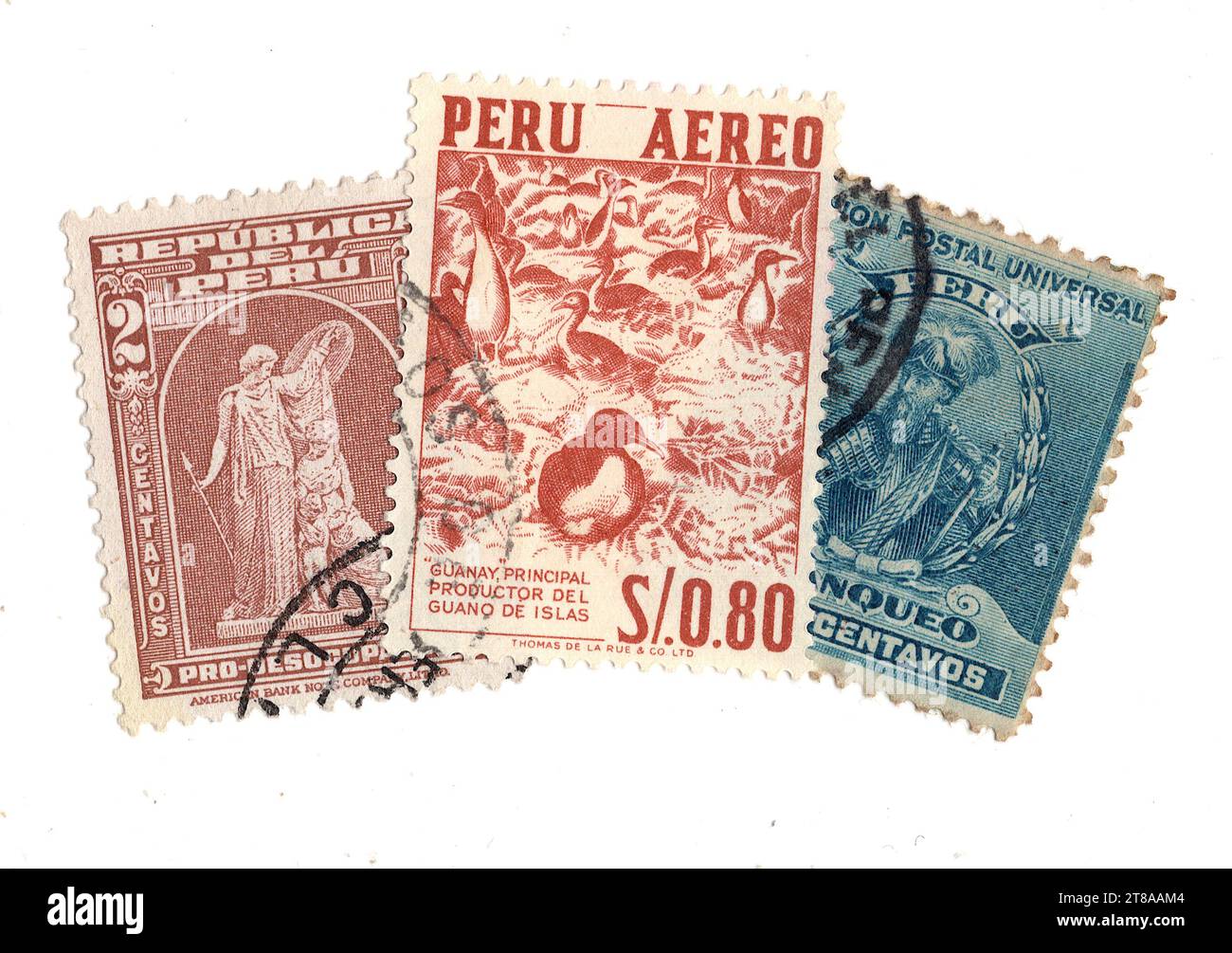 Vintage postage stamps from Peru isolated on a white background Stock ...