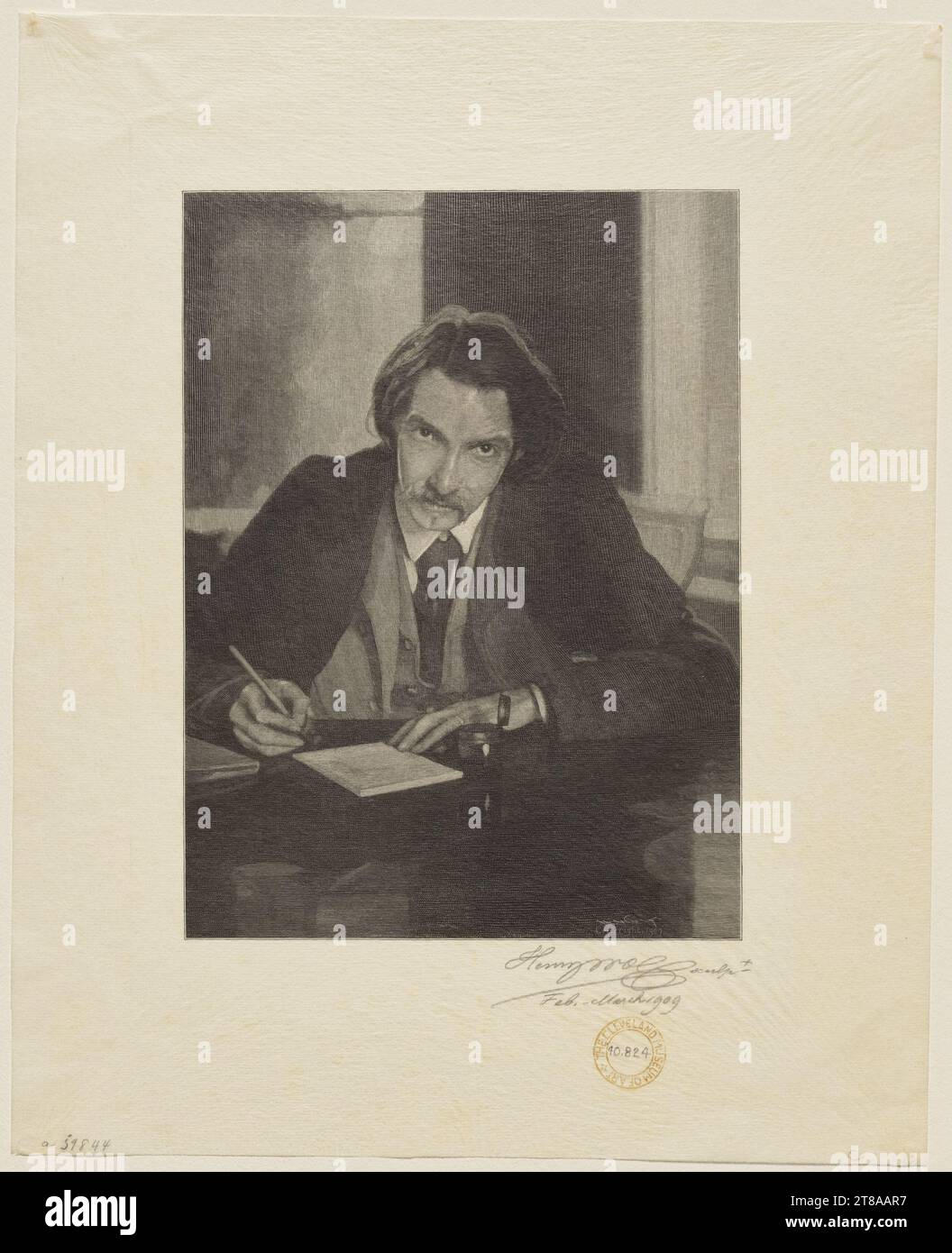 Robert Louis Stevenson, 1909. Henry Wolf (American, 1852–1916). Wood ...