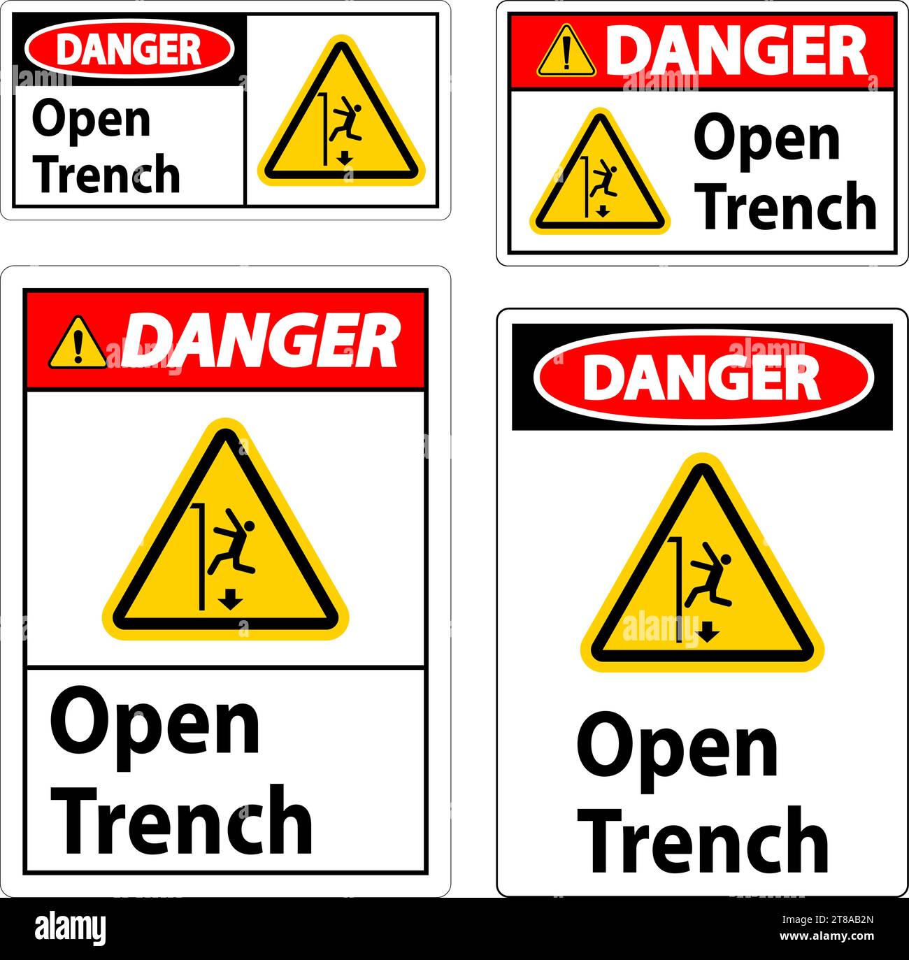 Danger Sign Open Trench Stock Vector Image & Art - Alamy
