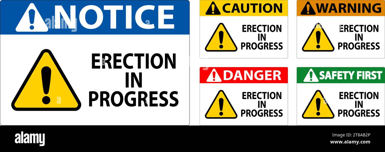 Danger Sign Erection In Progress Stock Vector Image & Art - Alamy