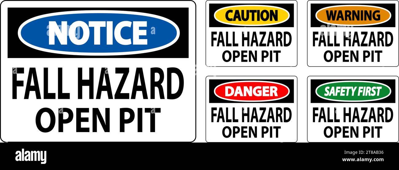 Caution Sign Fall Hazard - Open Pit Stock Vector Image & Art - Alamy