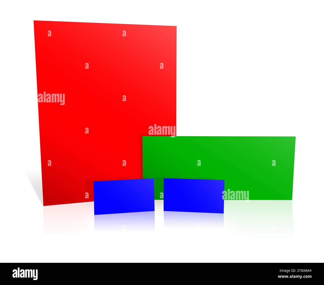 Three promotional paper blank template red, green and blue (RGB) for ...