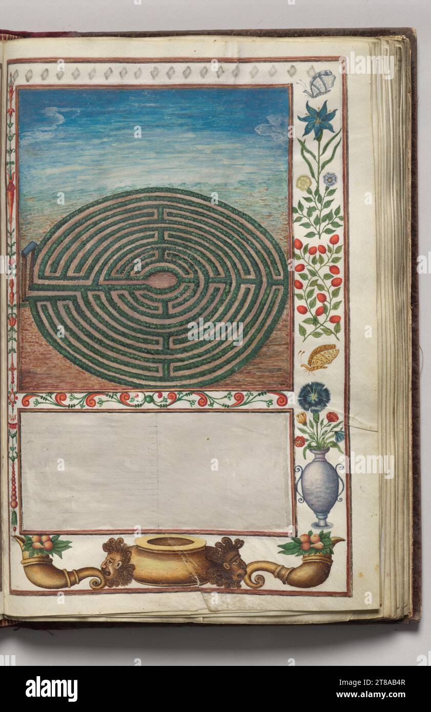 Labyrinth with Floral and Cornucopia Border, folio 16 (recto), from ...