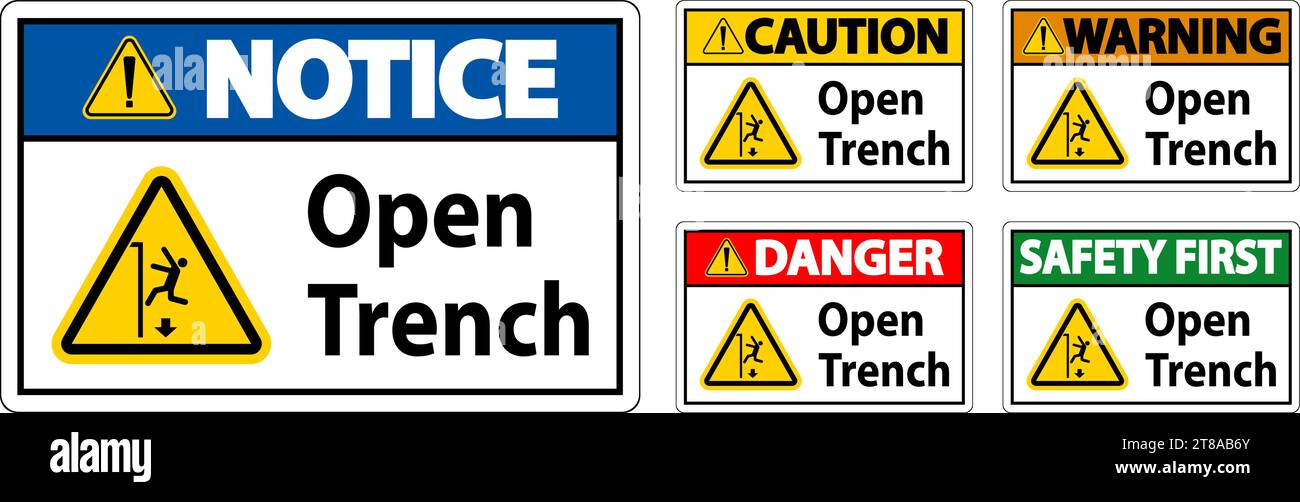 Danger Sign Open Trench Stock Vector Image & Art - Alamy