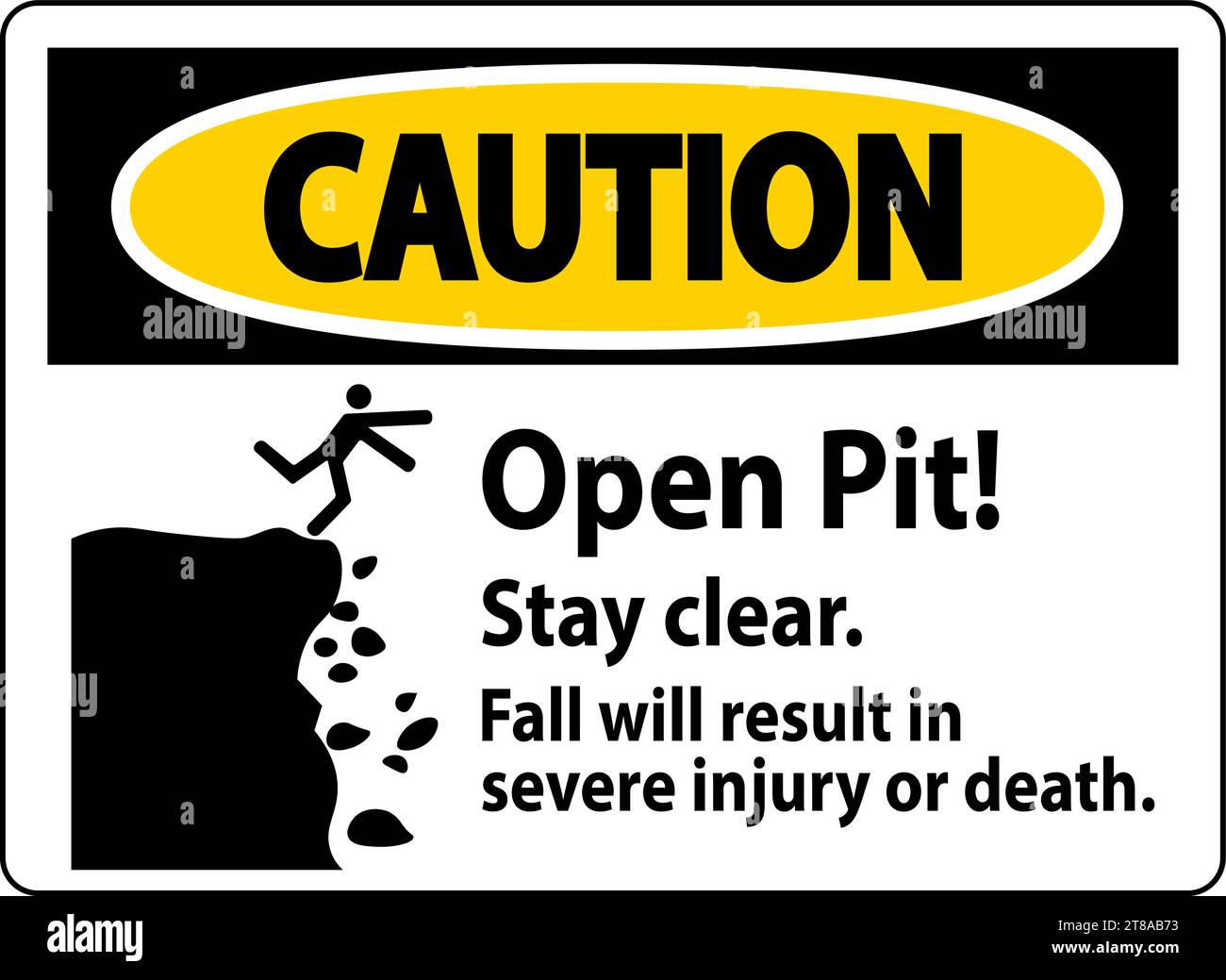 Caution Sign Open Pit Stay Clear Fall Will Result In Severe Injury Or ...