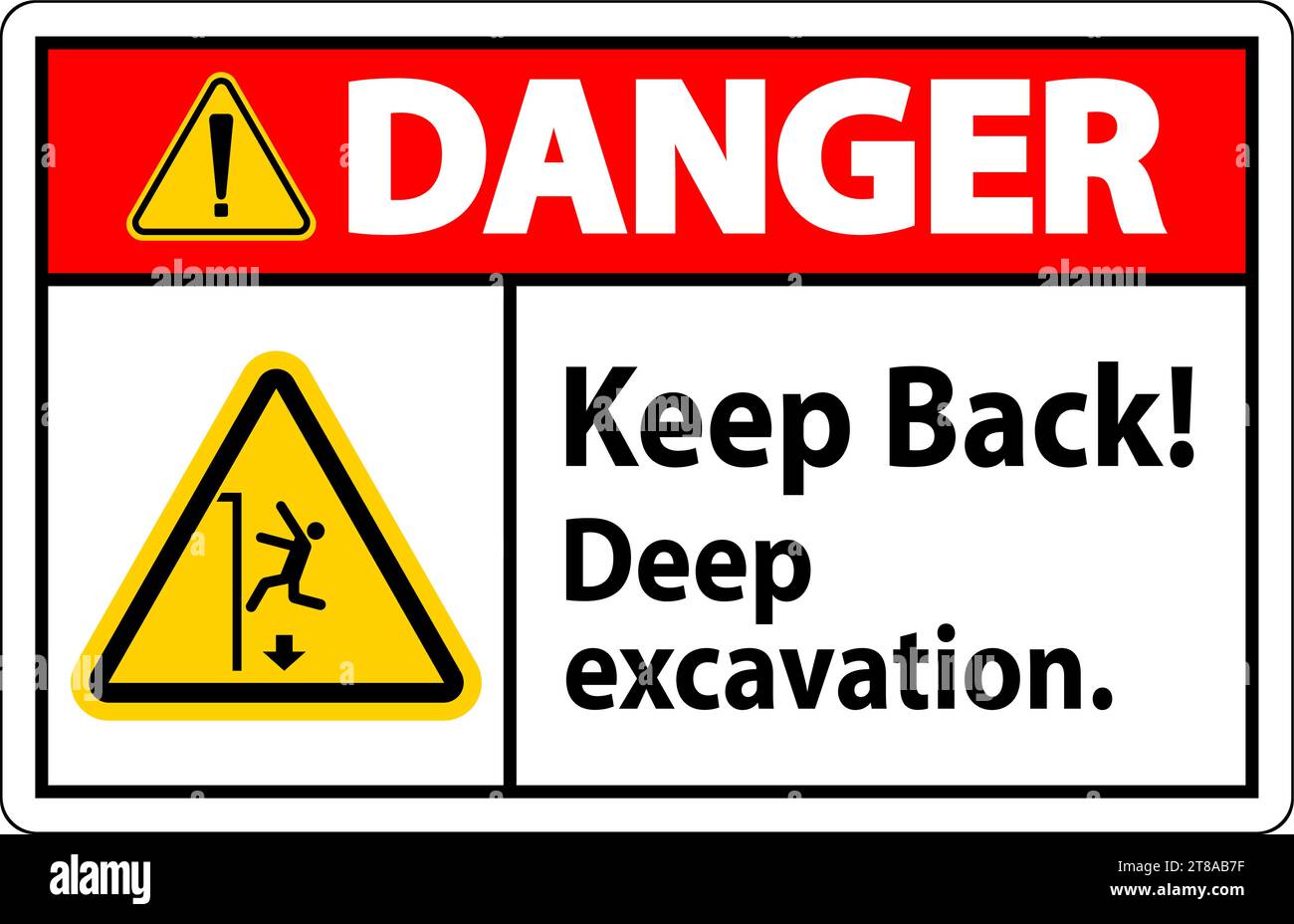 Danger Sign Keep Back Deep Excavation Stock Vector Image & Art - Alamy
