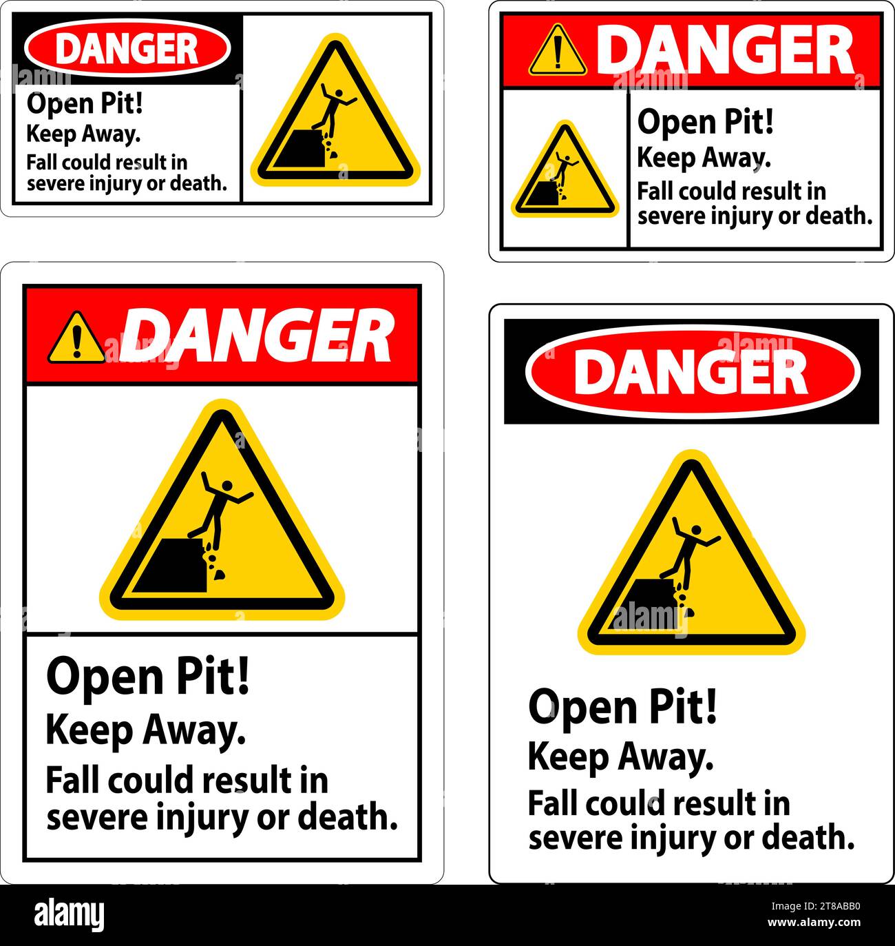 Danger Sign Open Pit Keep Away Fall Could Result In Severe Injury Or ...