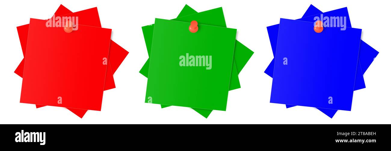 Stickie Note blank template red, green and blue (RGB) for presentation ...