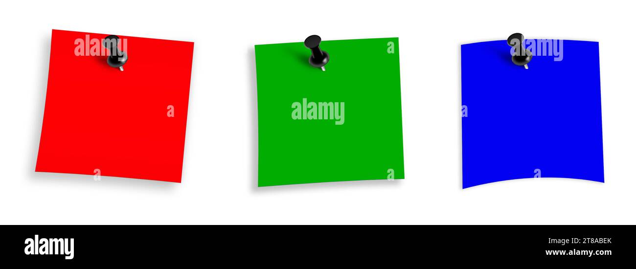 Stickie Note blank template red, green and blue (RGB) for presentation ...