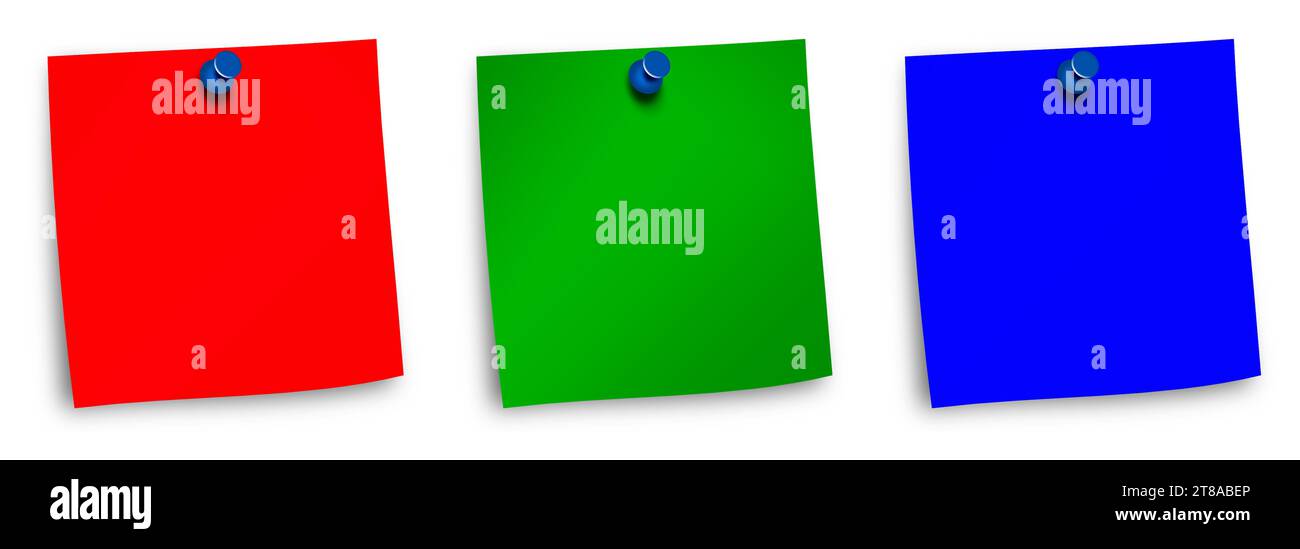 Stickie Note blank template red, green and blue (RGB) for presentation ...