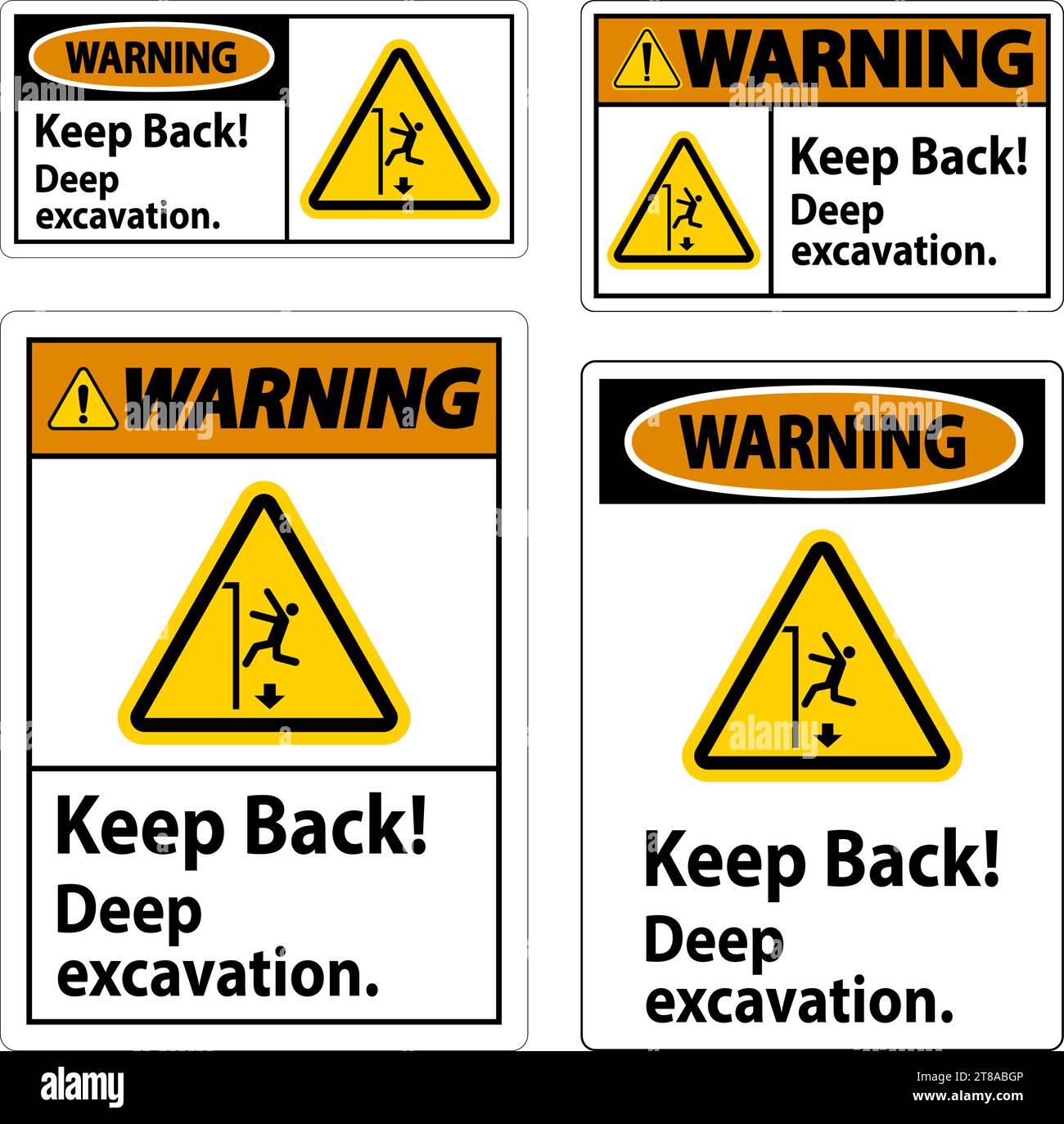 Warning Sign Keep Back Deep Excavation Stock Vector Image & Art - Alamy